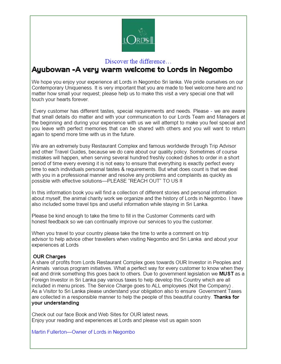 Taking the Lead – Lords Restaurant