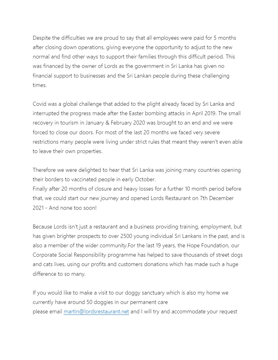 My Story – Lords Restaurant