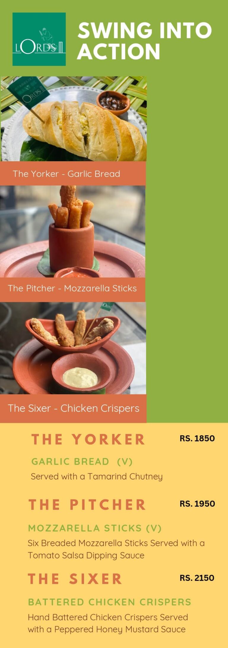 Dinner Menu – Lords Restaurant