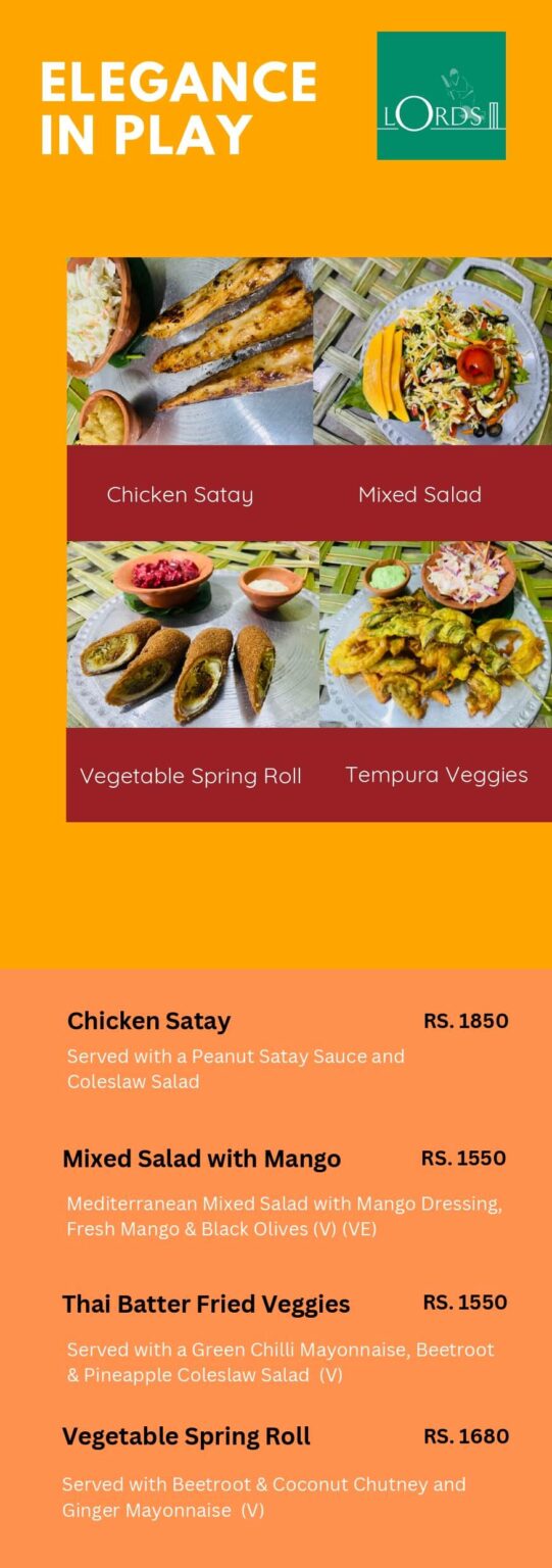 Dinner Menu – Lords Restaurant