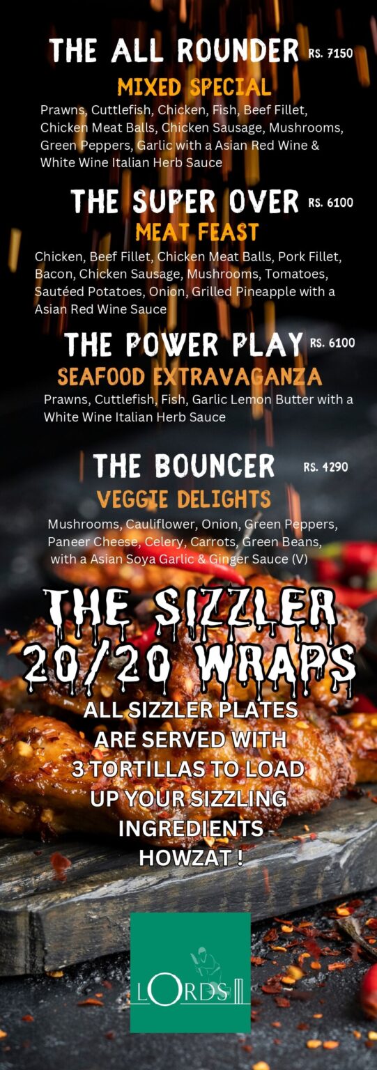 Dinner Menu – Lords Restaurant