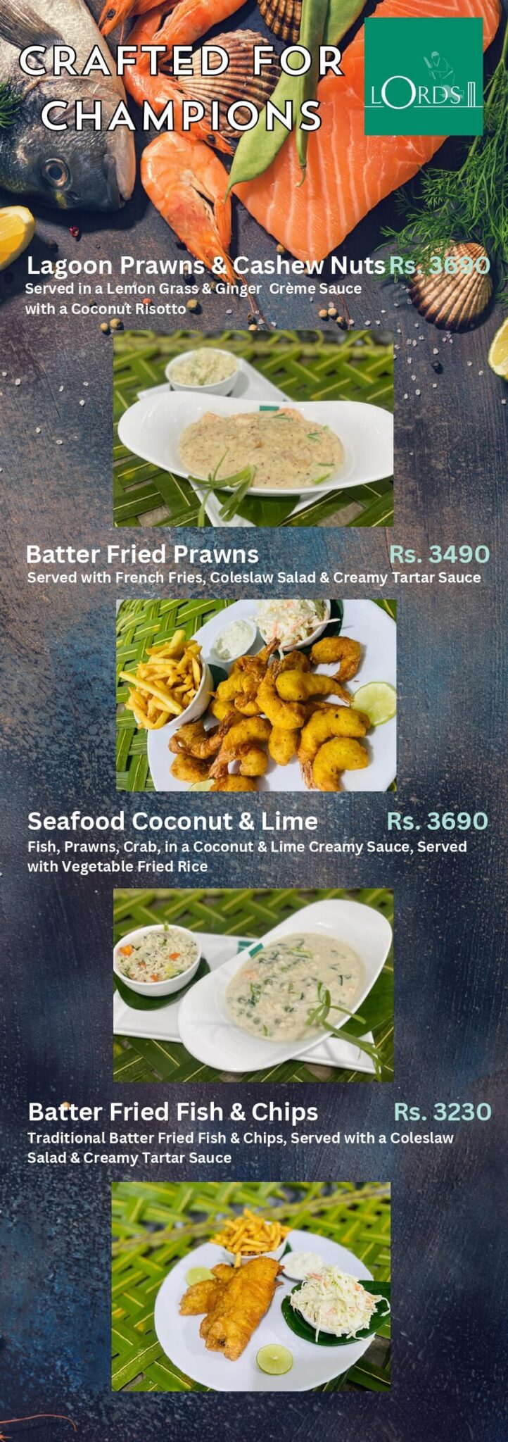 Dinner Menu – Lords Restaurant