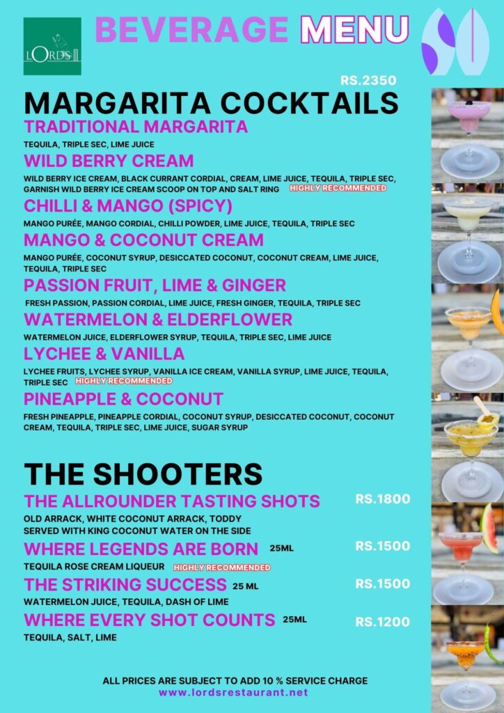 Beverage Menu – Lords Restaurant