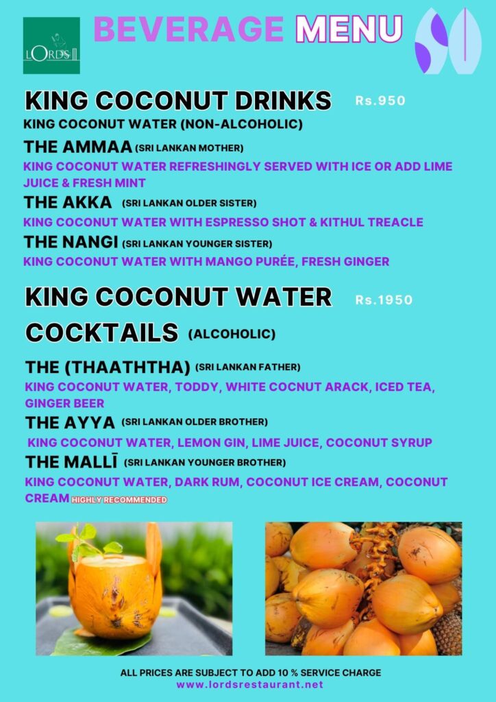Beverage Menu – Lords Restaurant